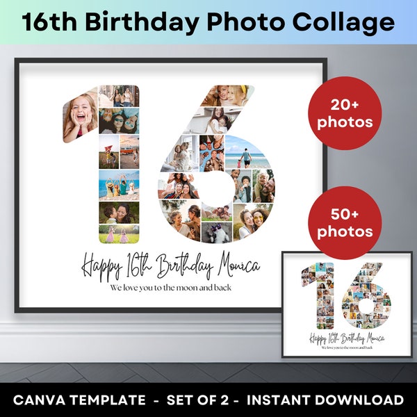 Photo Collage for 16th Birthday - Etsy