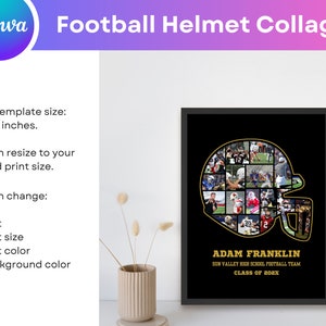 Football Photo Collage Canva Template Sports Player Helmet Shape ...