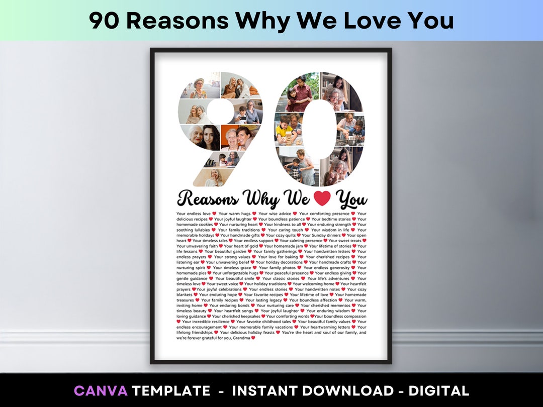 90 Reasons Why We Love You Photo Collage Reasons Why I Love You 90th ...