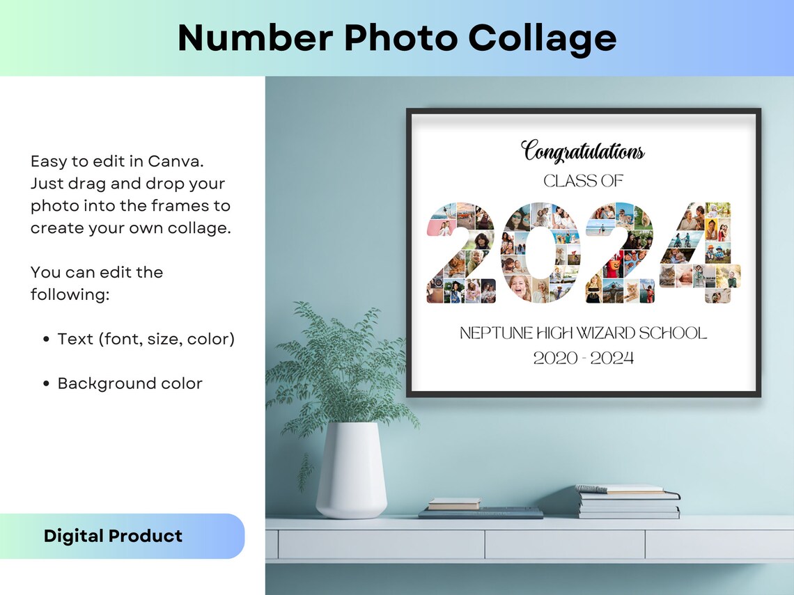 2024 Number Photo Collage Class of 2024 Graduation Poster - Etsy