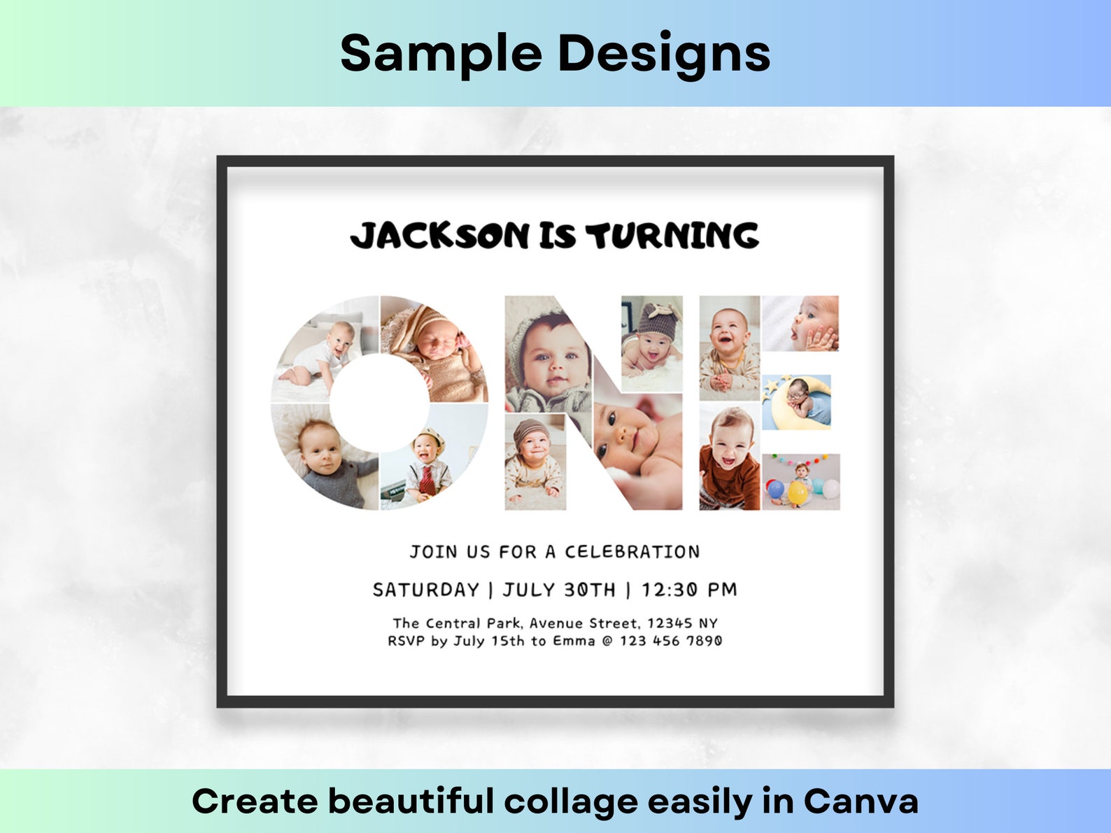 Alphabet Photo Collage Canva Frame Template A to Z All Letters Custom ...