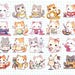 Kawaii Cats Crafting Clipart Artistic Crafty Cute PNG Bundle Sewing ...