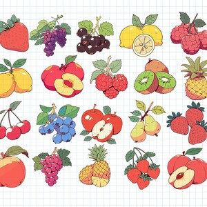 Vintage Fruit Clipart PNG Bundle Set Tropical Fruits SVG Watercolor ...