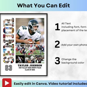 Senior Night Football Poster Sports Photo Collage High School Award ...