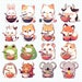 Cute Animals Eat Ramen Clipart Transparent PNG Bundle Set Kawaii Anime ...