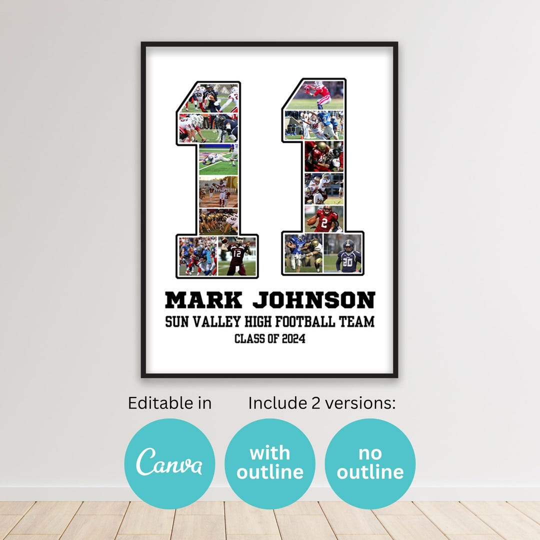 Sports Photo Collage Player Number 11 Graduation Gift Senior Athlete ...