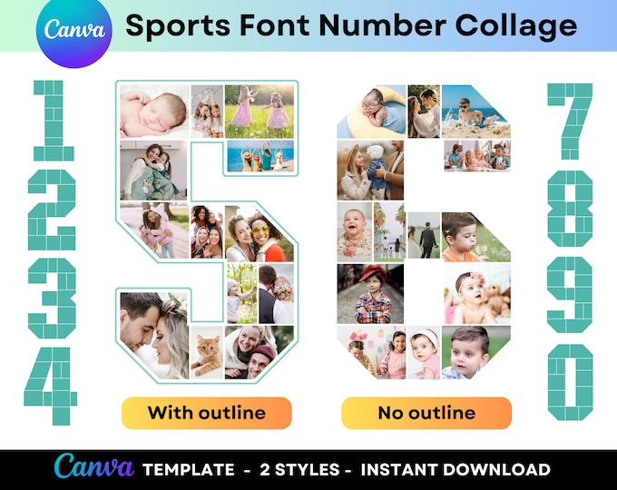 Number Photo Collage Any 2 Digit Number Custom Birthday Gift / Party ...