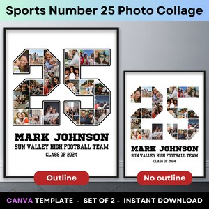 Player Number 25 Sports Photo Collage Graduation Gift Senior Class Grad ...