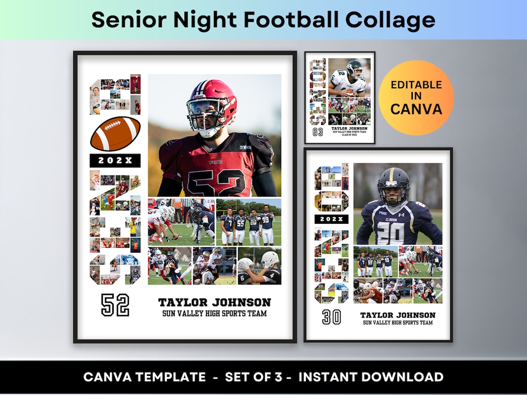 Senior Night Football Poster Sports Photo Collage High School Award ...