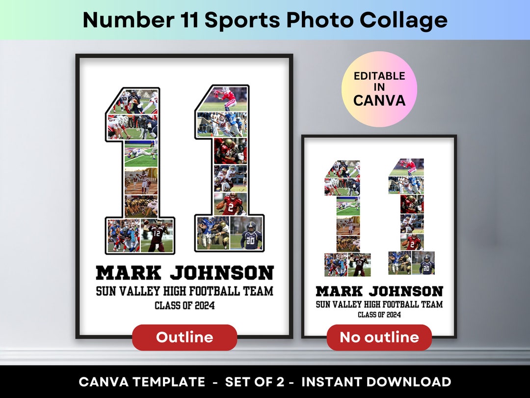 Sports Photo Collage Player Number 11 Graduation Gift Senior Athlete ...
