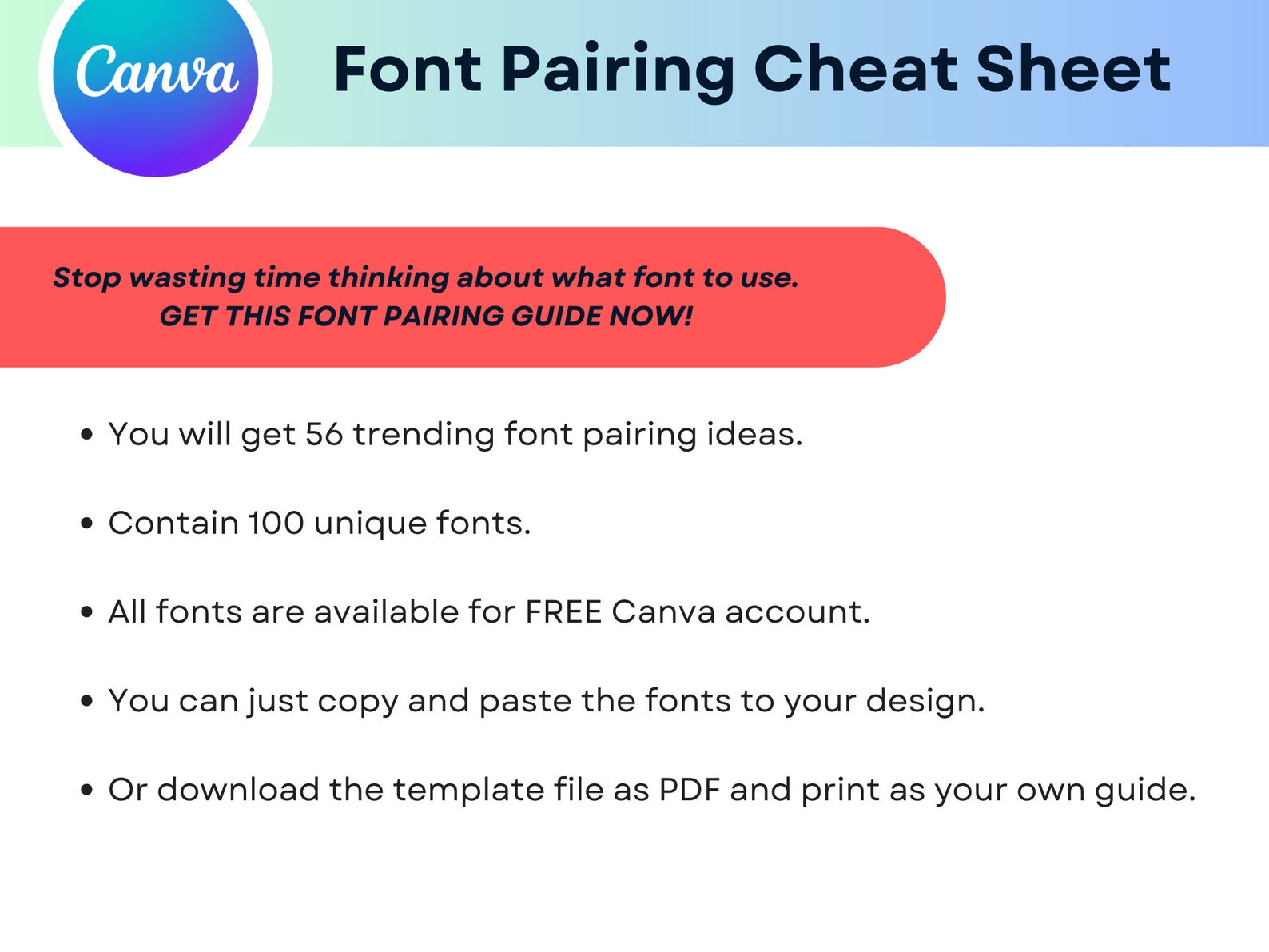 Canva Font Pairing Guide Ultimate Cheat Sheet for Typography ...