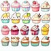 Cute Cupcakes Clipart Transparent PNG Bundle Set Kawaii Cupcake Flavor ...