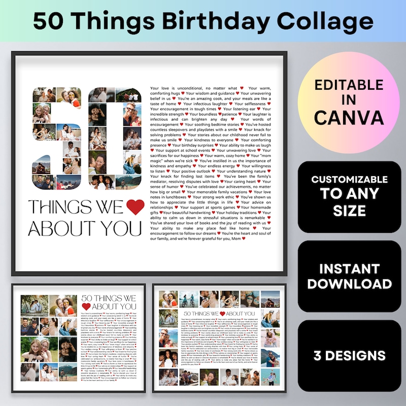 50 Things We Love About You - Etsy