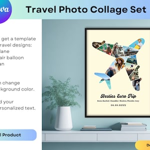 Travel Photo Collage Editable Canva Template Family Trip Personalized ...