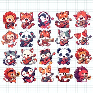 Cute Animal Clipart Kawaii Animals PNG Musical Instrument Music Cartoon ...