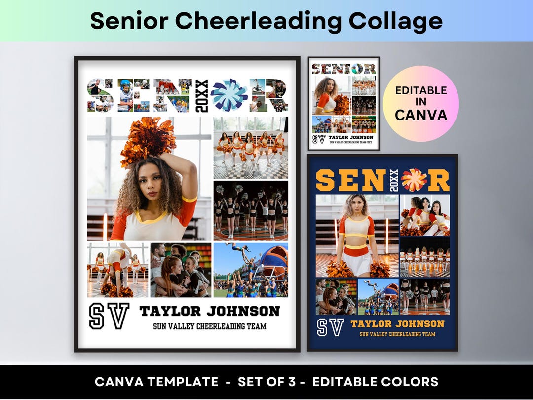 Senior Cheerleading Poster Custom Cheerleader Photo Collage High School ...