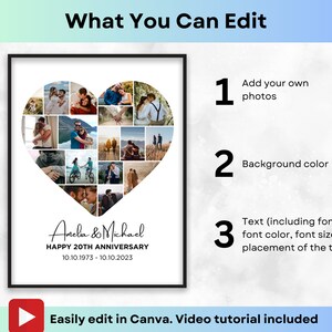 Heart Shape Photo Collage Wedding Anniversary Gift Engagement Present ...