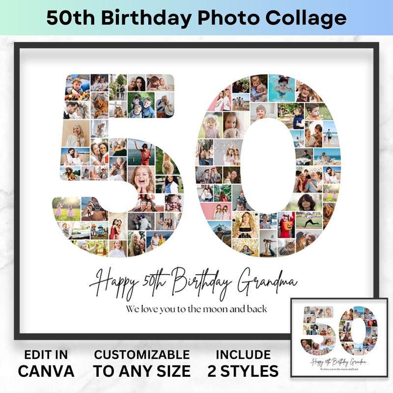 50th Birthday Photo Collage - Etsy