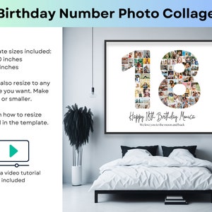 18th Birthday Number 18 Photo Collage Printable Canva Frame Template ...