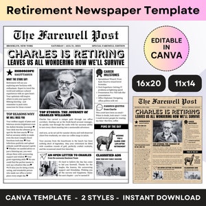 Retirement Newspaper Personalized Farewell Gift Goodbye Party ...