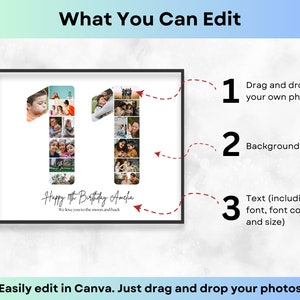 11th Birthday Number 11 Photo Collage Canva Frame Template 11th ...