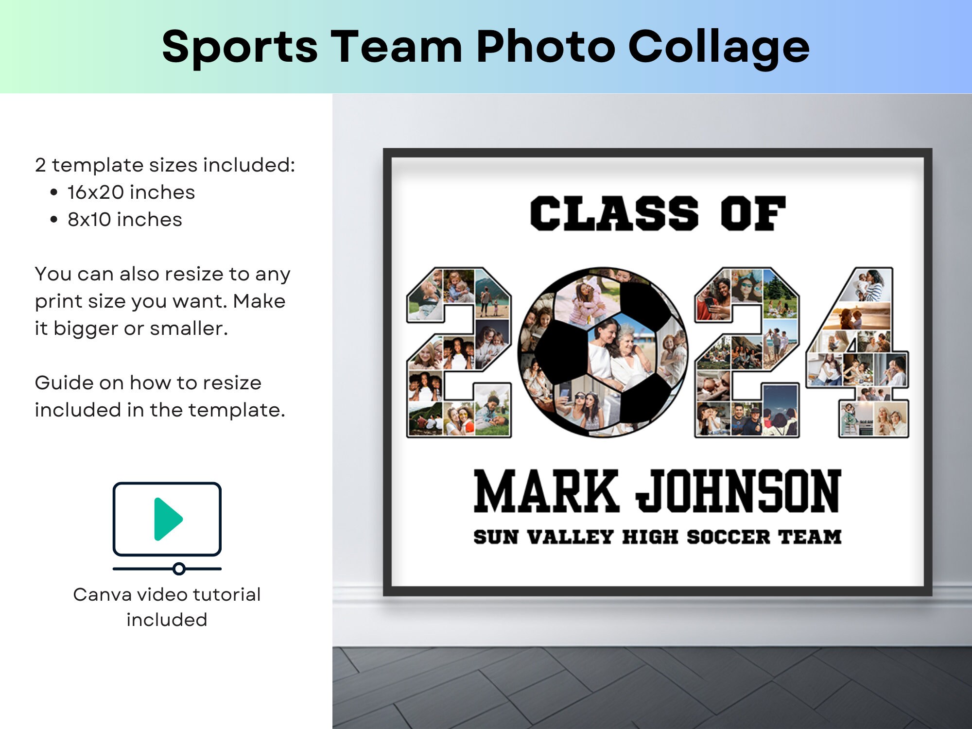 Soccer Sports Photo Collage Player Graduation Gift Senior - Etsy