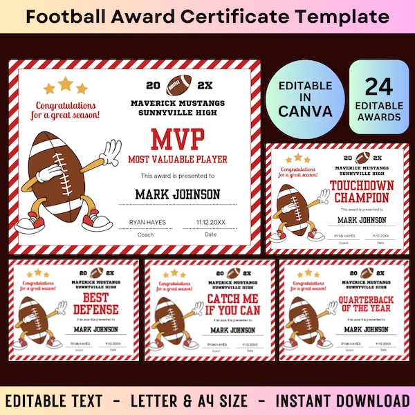 Football Banquet Certificate - Etsy