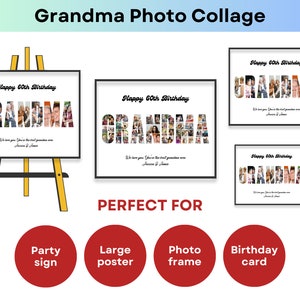 Grandma Photo Collage Personalized Grandmother Gift Grammy Birthday ...