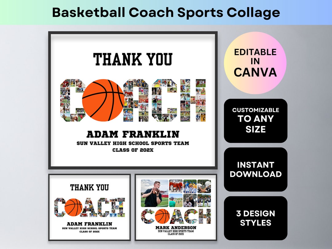 Basketball Coach Photo Collage Thank You Coach Gift Senior Night ...
