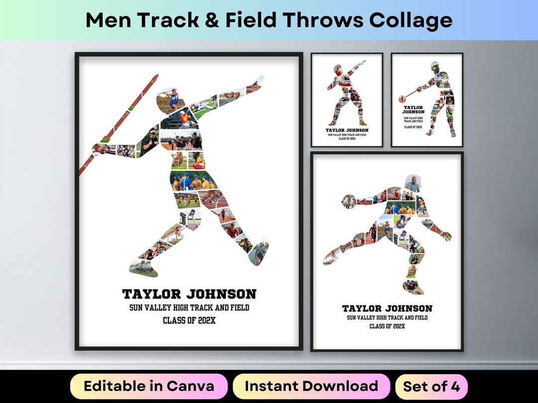 Track and Field Sports Photo Collage Senior Night Graduation Gift Shot ...