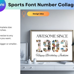All Number Photo Collage Canva Template Set Any Digit for Custom ...