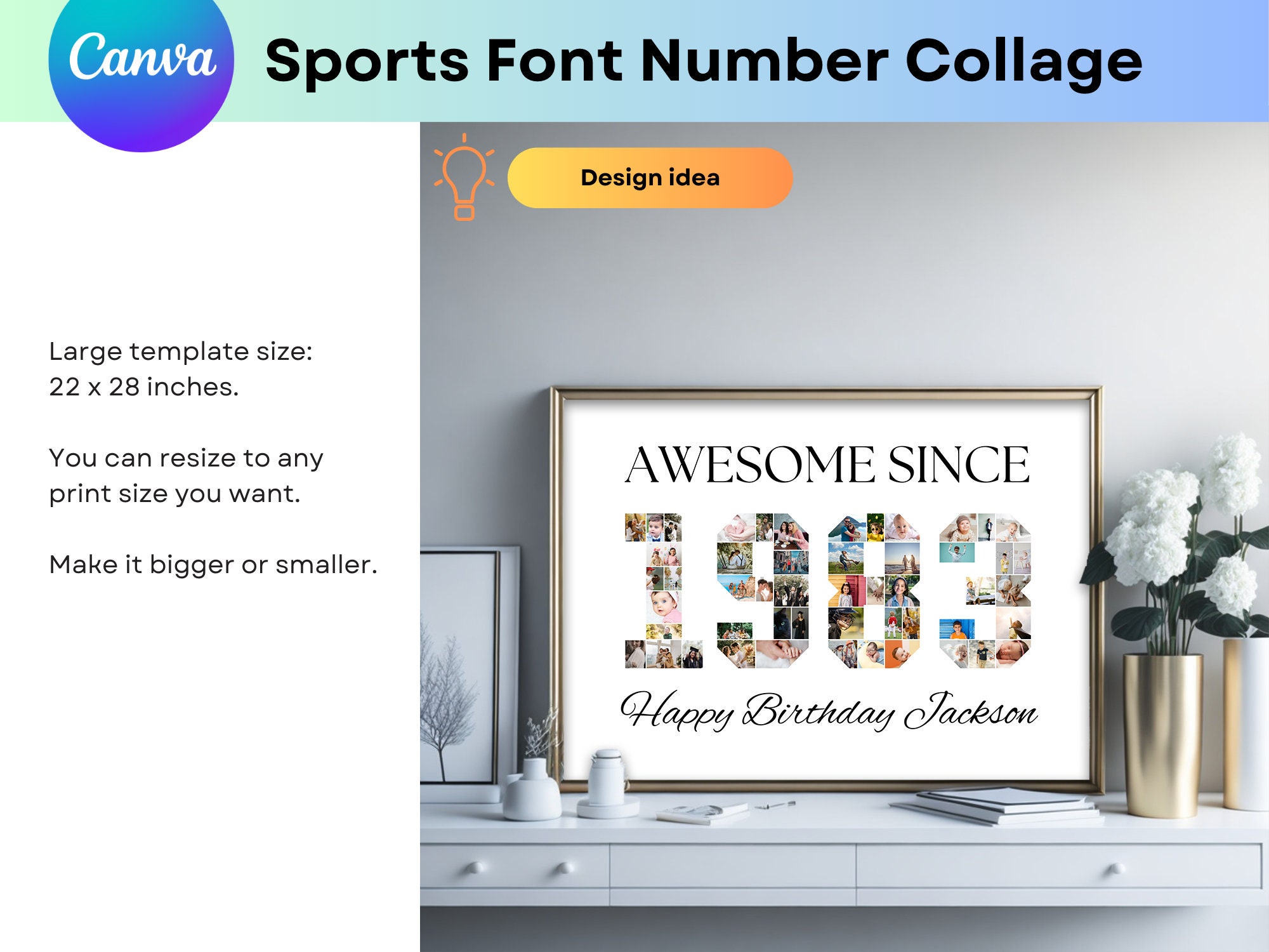 All Number Photo Collage Canva Template Set Any Digit for - Etsy Australia