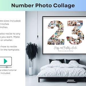 23rd Birthday Number 23 Photo Collage Printable Canva Frame Template ...