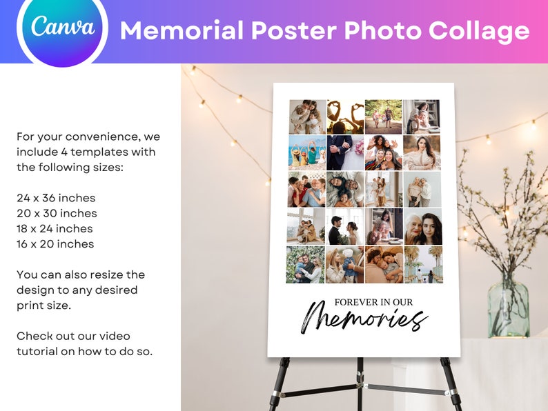 Funeral Photo Collage Canva Template Custom Memorial Service - Etsy