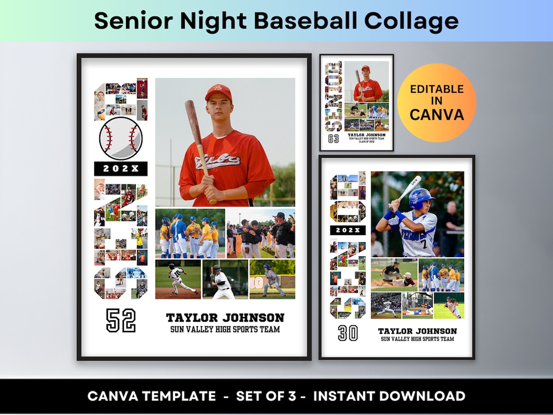 Senior Night Baseball Poster Sports Photo Collage High School Award ...