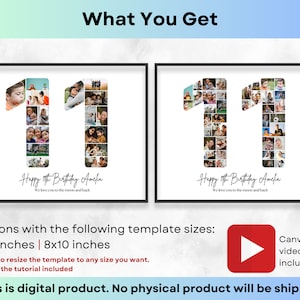 11th Birthday Number 11 Photo Collage Canva Frame Template 11th ...