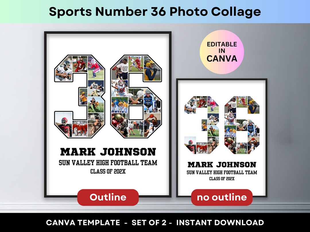 Sports Photo Collage Player Number 36 Graduation Gift Senior Night ...