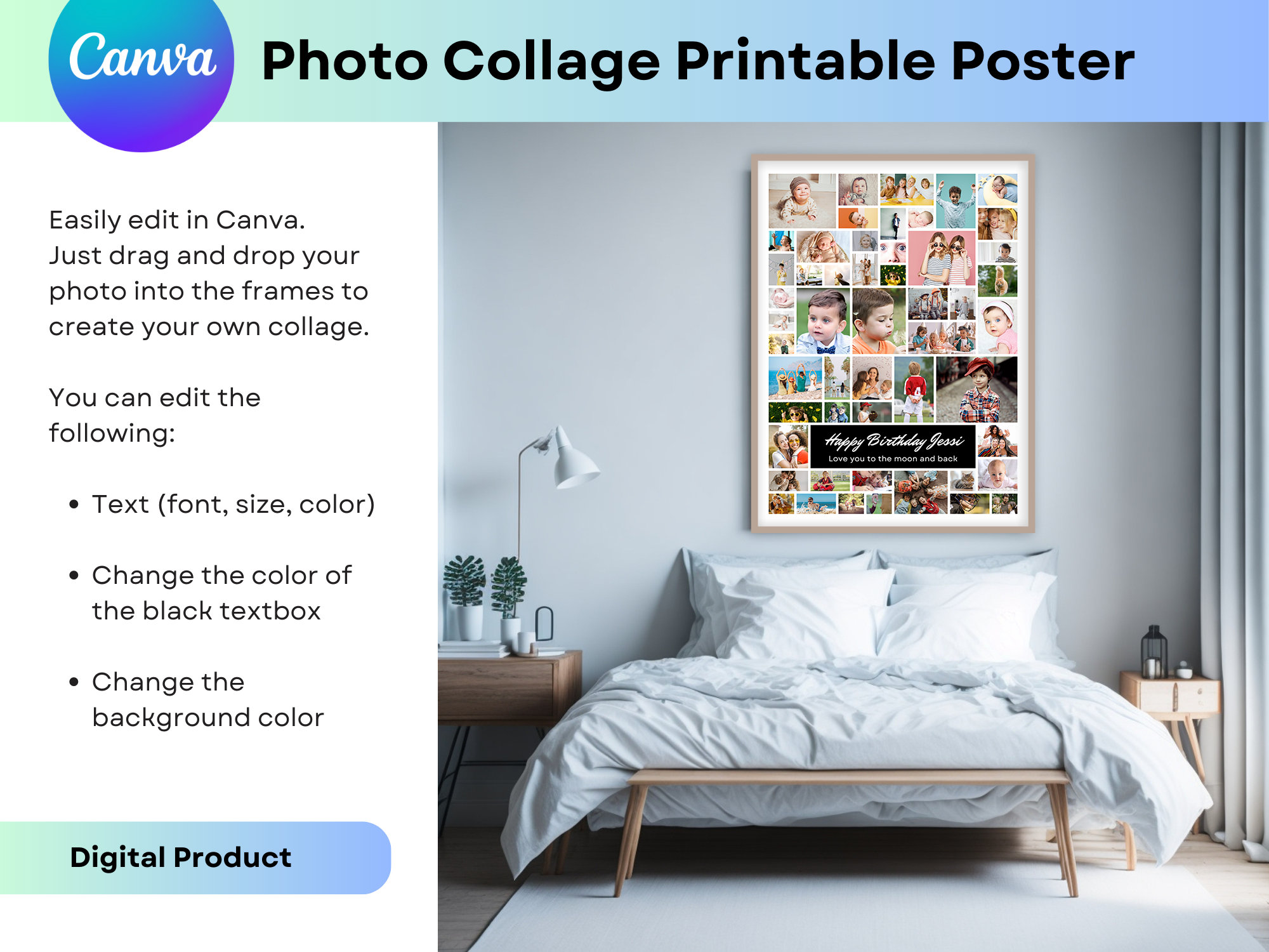 Printable Collage Poster Canva Template Custom Birthday Photo - Etsy ...