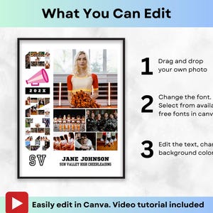 Senior Night Cheerleading Poster Sports Photo Collage High School Cheer ...