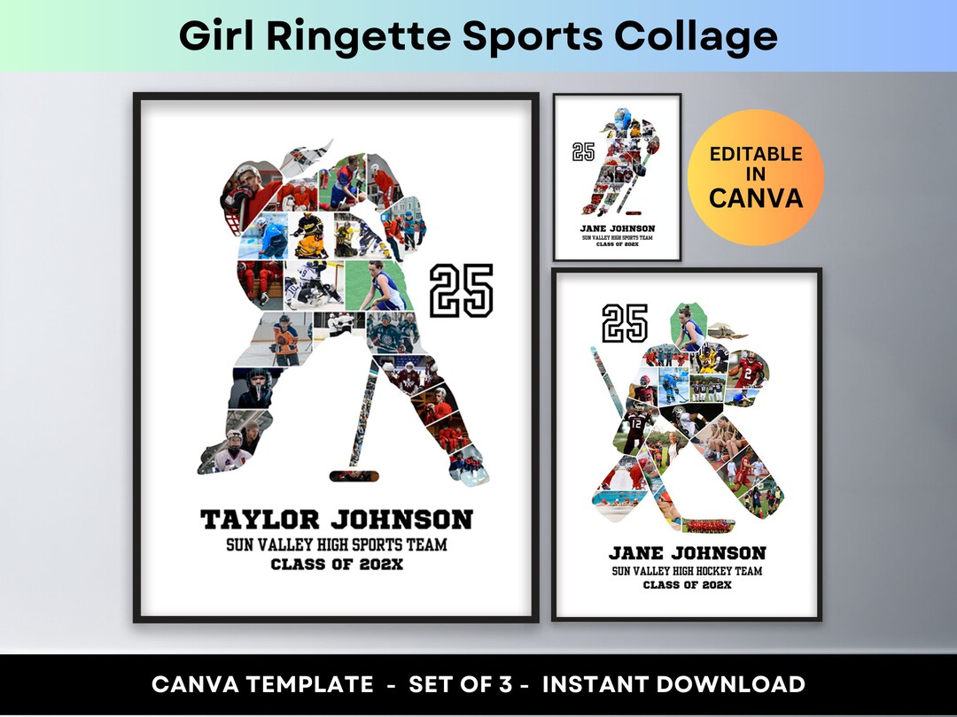 Girl Ringette Sports Photo Collage Women Player Athlete Senior Night ...