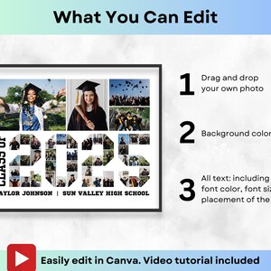 Class of 2025 Graduation Photo Collage Senior Year Picture Personalized ...