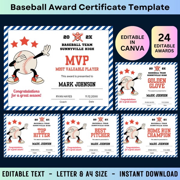 Printable Youth Baseball Awards - Etsy