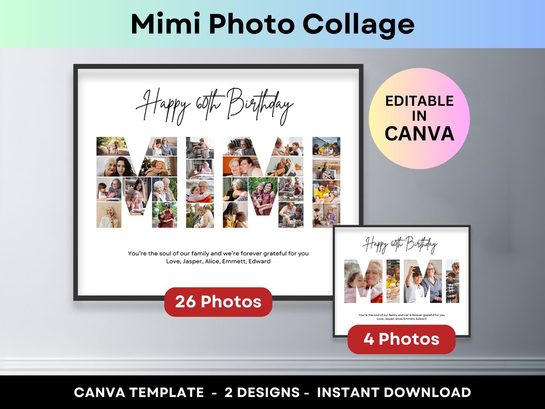 Mimi Photo Collage Grandma Birthday Gift From Grandkids Personalized ...