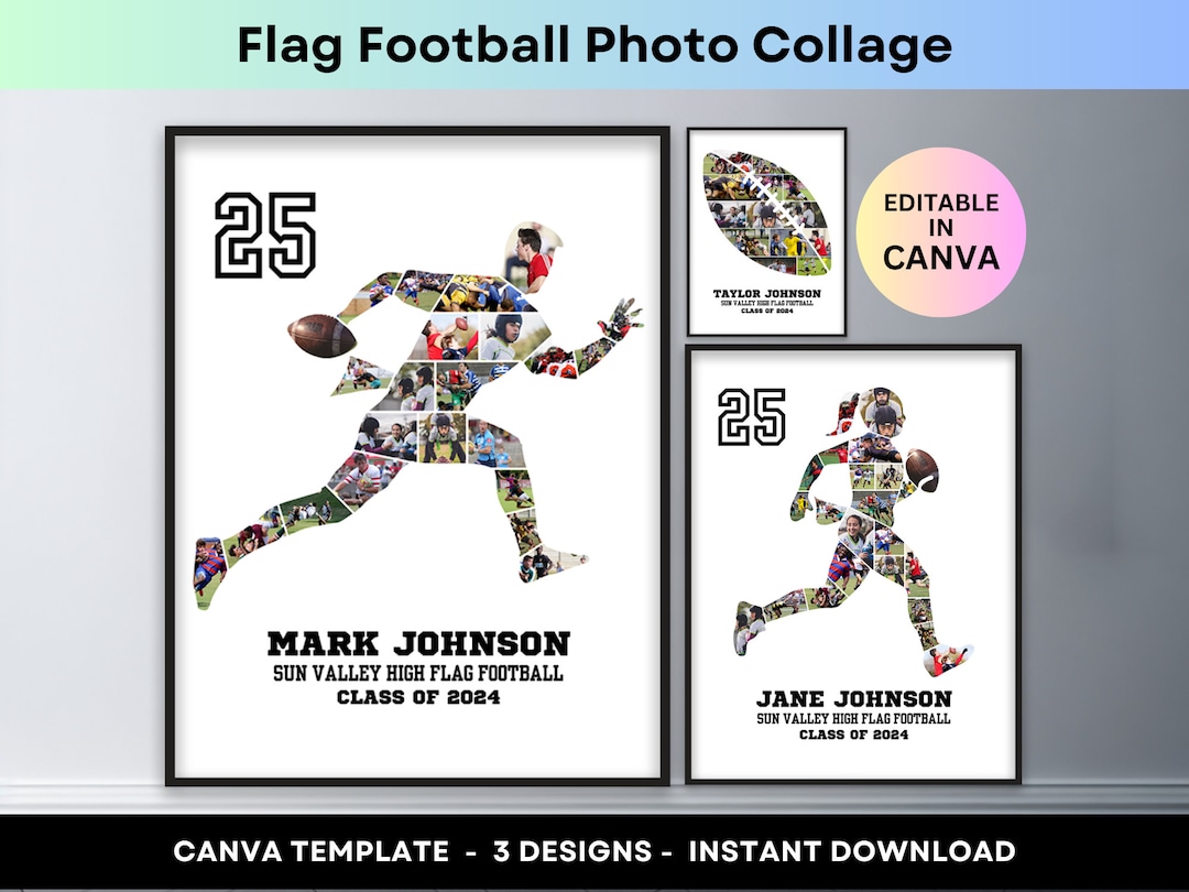 Flag Football Photo Collage Sports Football Player Senior Night ...