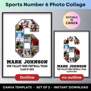 Sports Photo Collage Player Number 6 Graduation Gift Senior Night ...