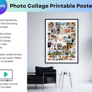 Printable Collage Poster Canva Template Custom Birthday Photo Collage ...