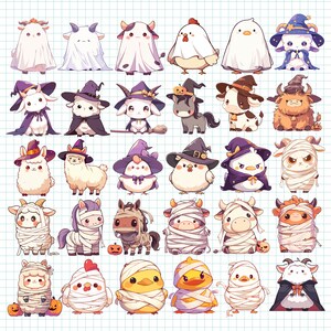 Farm Animals Halloween Clipart Cute Barn Animal Cartoon PNG Highland ...