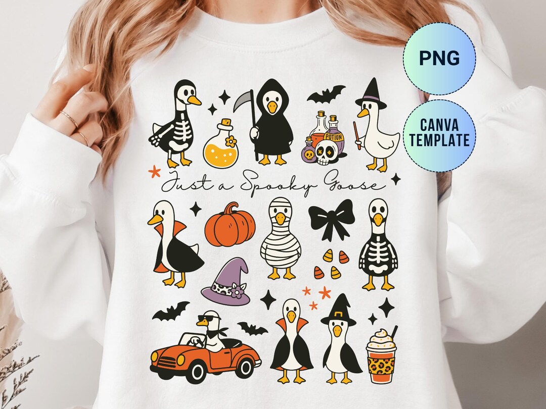Spooky Goose Halloween PNG Cute Geese Doodle Clipart Funny Halloween ...