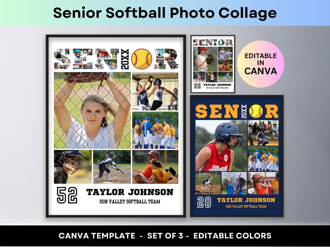 Softball Senior Poster Custom Sports Player Photo Collage High School ...