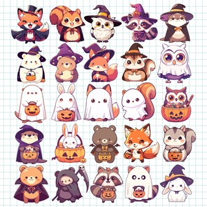 Halloween Woodland Animals Clipart Cute Forest Animal PNG Kawaii ...
